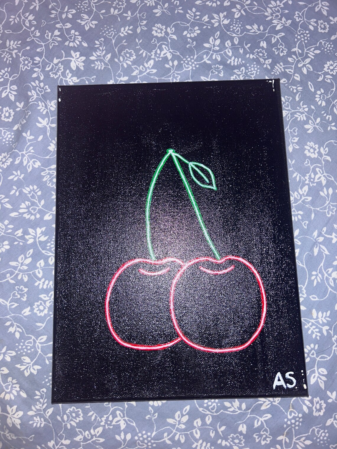 Neon Cherries Painting - Etsy