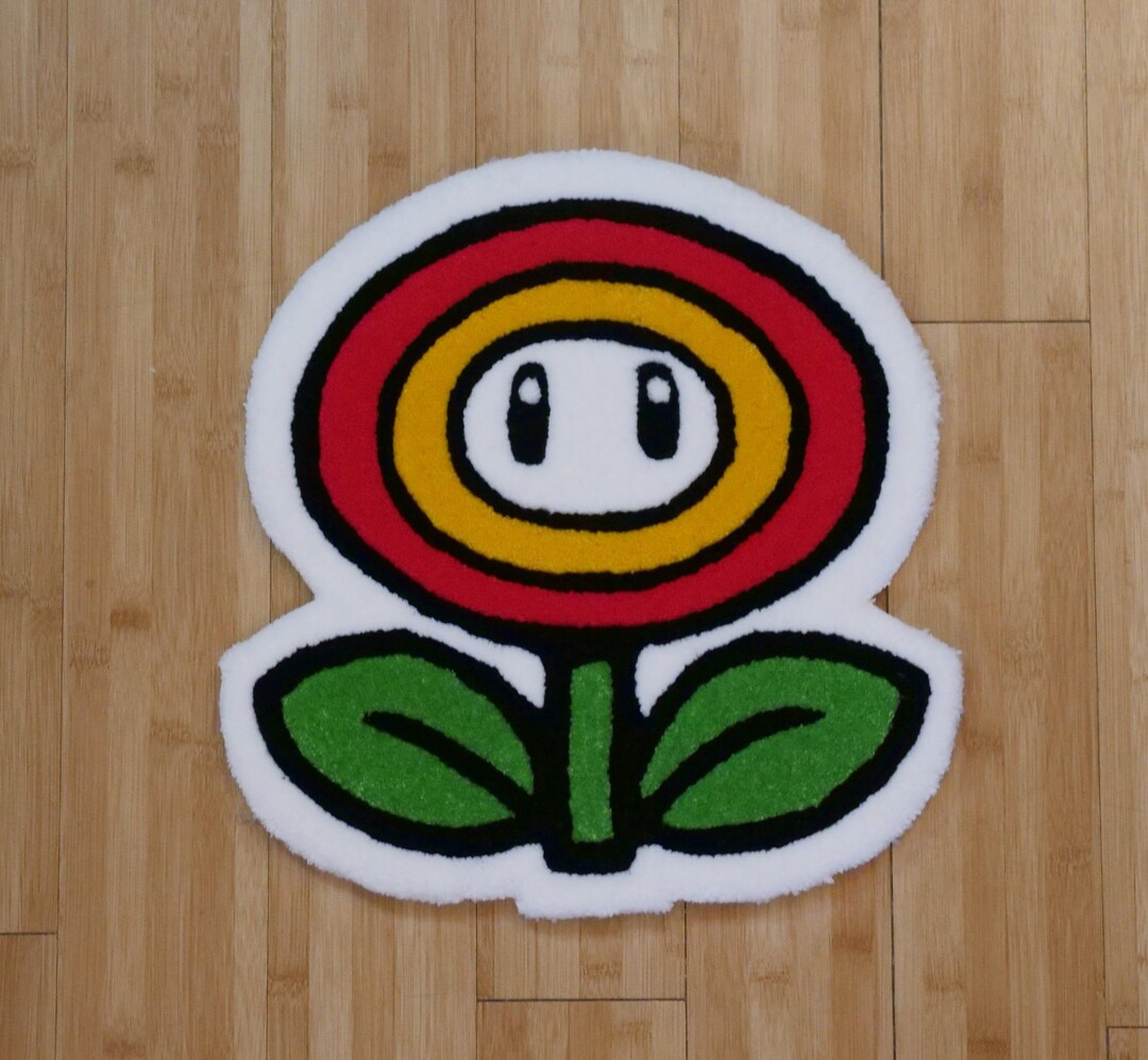 Fire Flower Power-up Custom Rug Hand Tufted - Etsy
