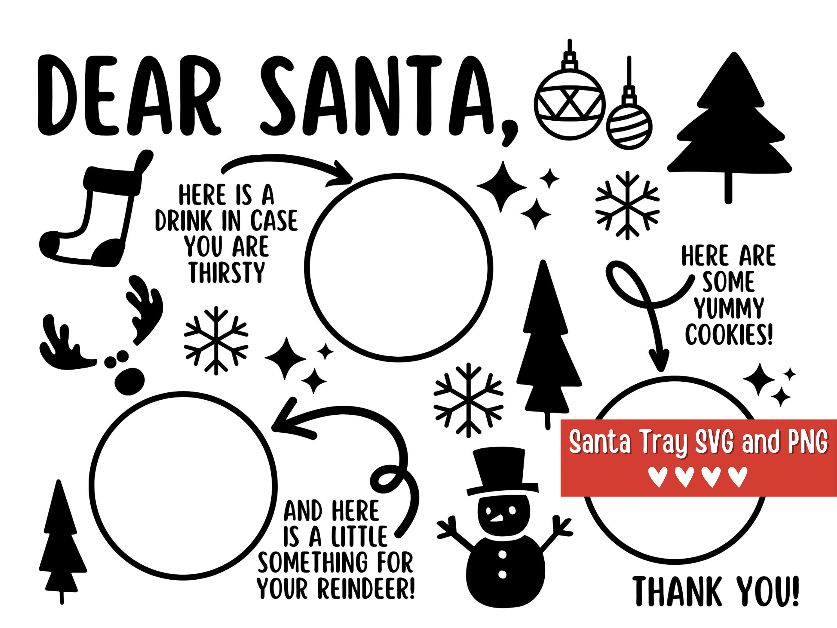 Santa Tray SVG, Dear Santa SVG, Santa Plate Svg, Milk for Santa Svg ...