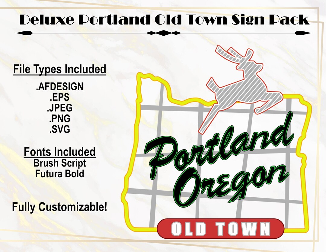 Digital Deluxe Portland Old Town Sign Pack - 5x Design Files Types + 2x ...