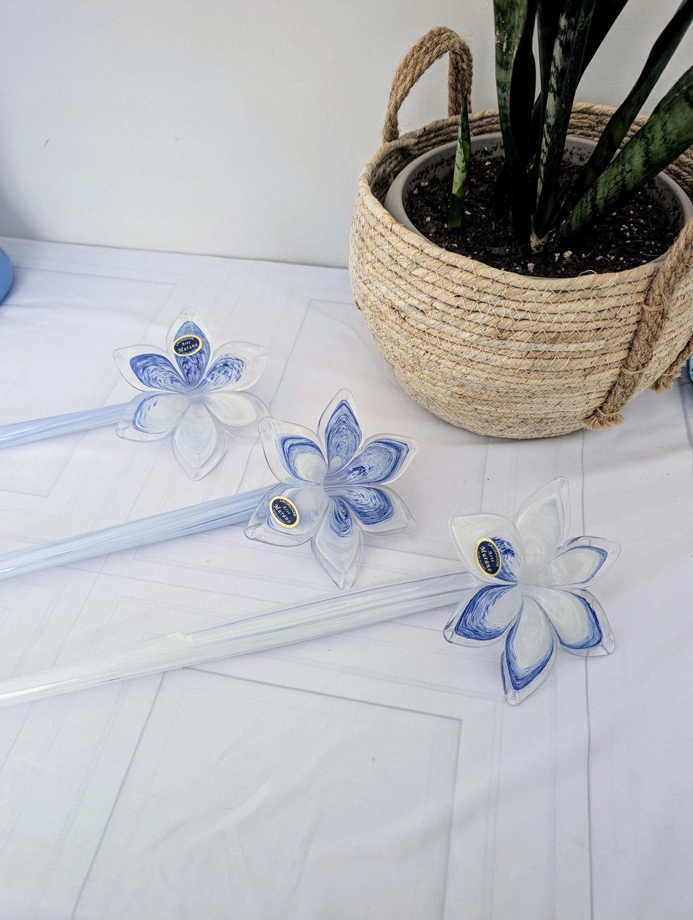 Murano Glass Art Glass Long Stem Flowers - Etsy