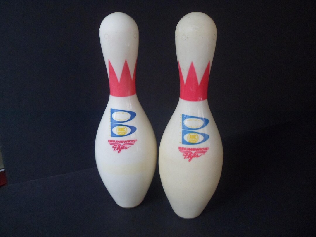 2 Vintage Brunswick Flyer ABC Bowling Pins - Etsy