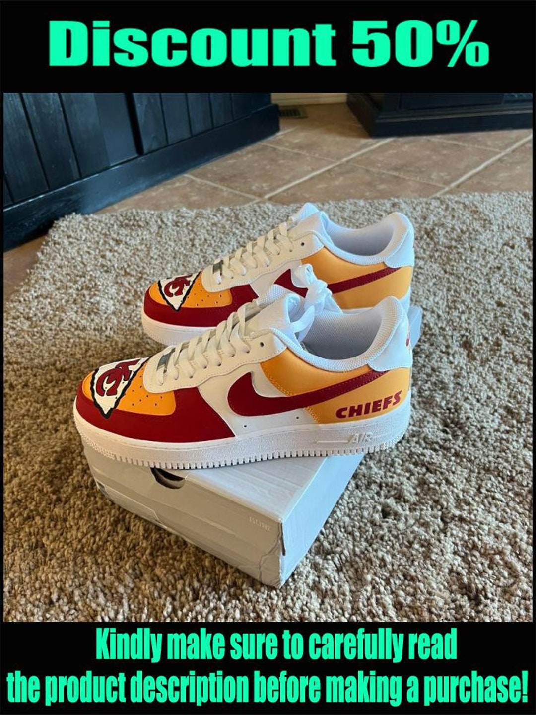 Custom Kansas City Chiefs Air Force 1, Chiefs Football Shoes, AF1 ...