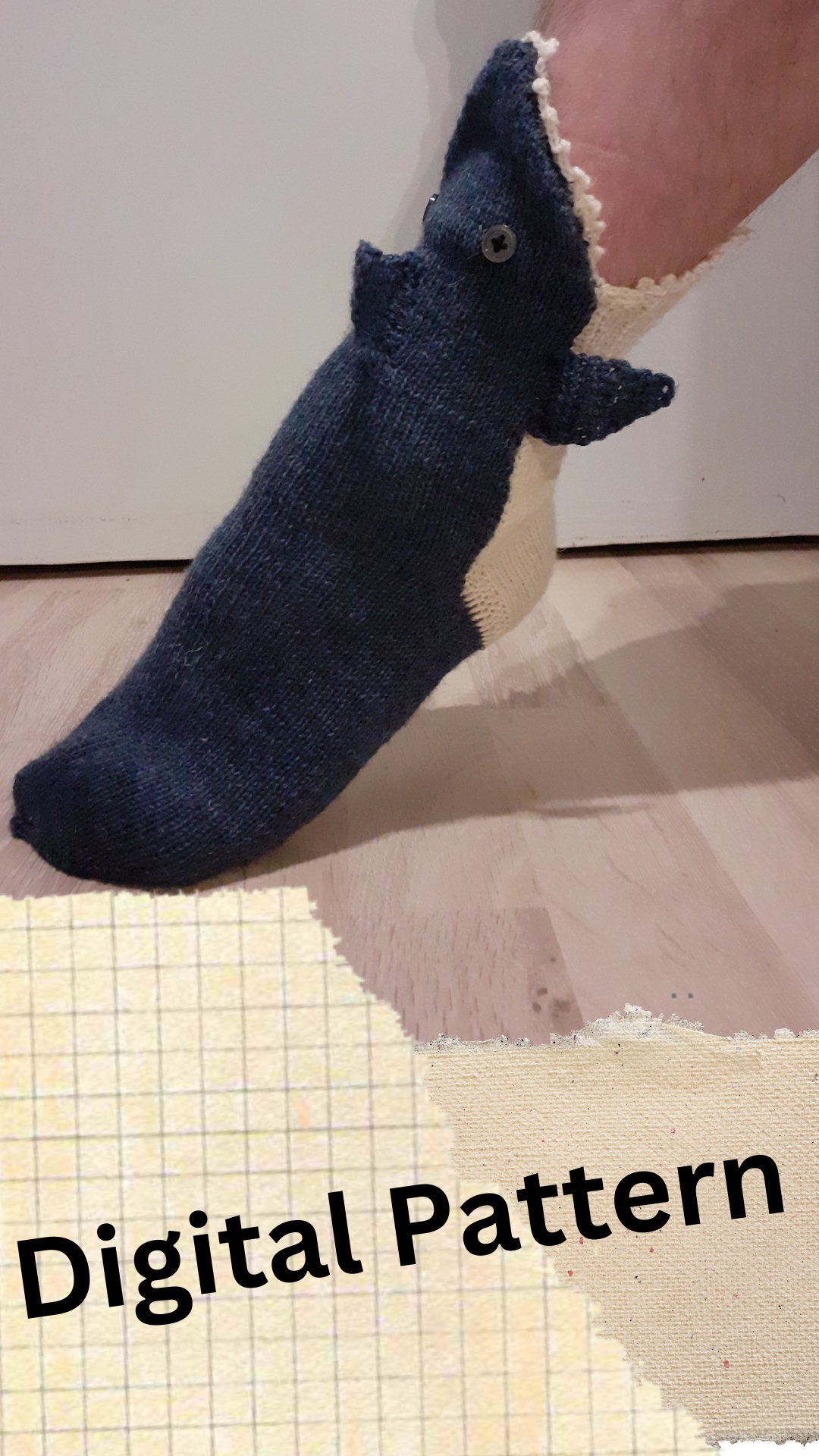Shark Socks (english Pattern) - Etsy