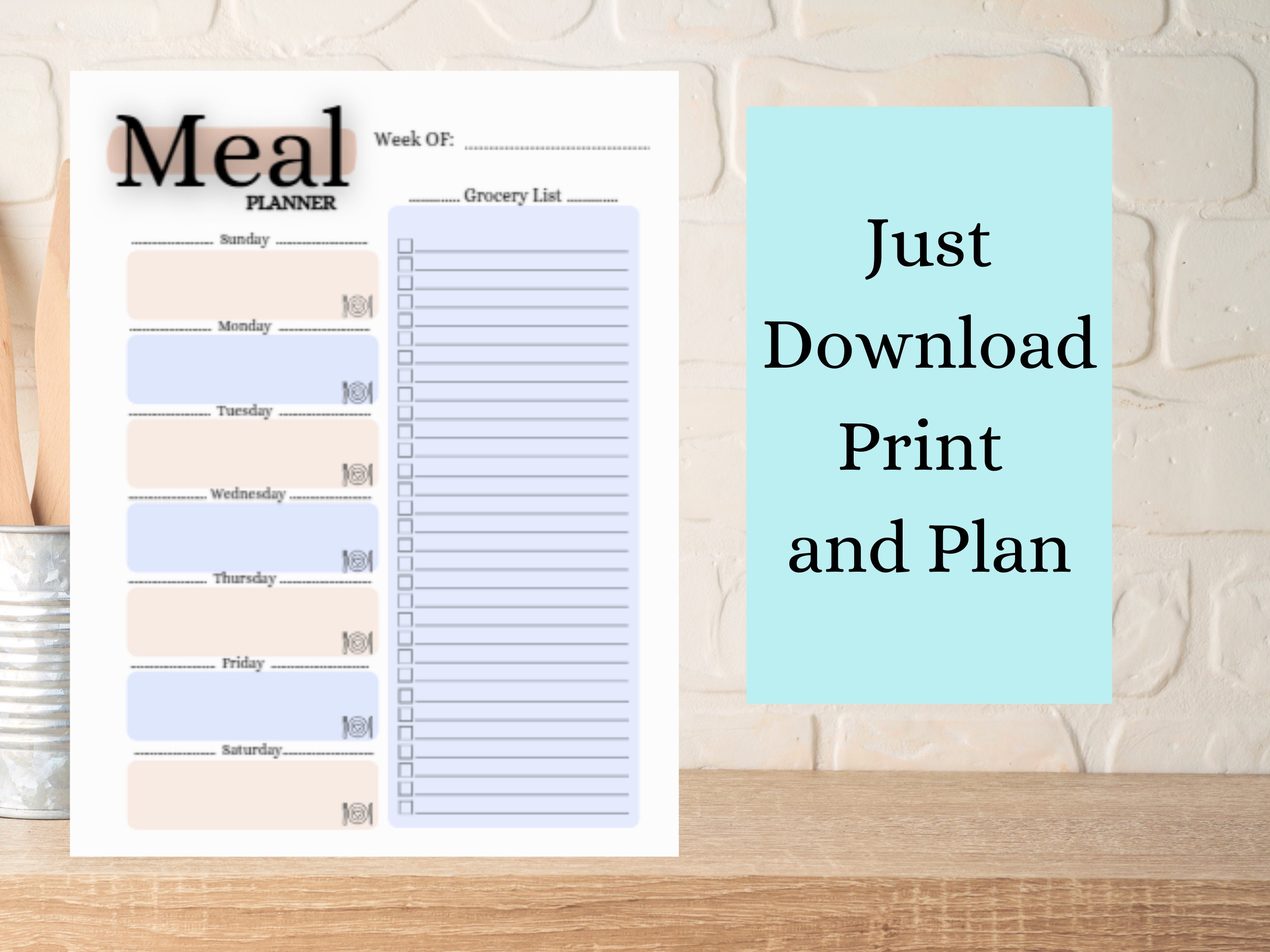 Weekly Meal Planner Digital Download | Printable Weekly Meal Planner ...
