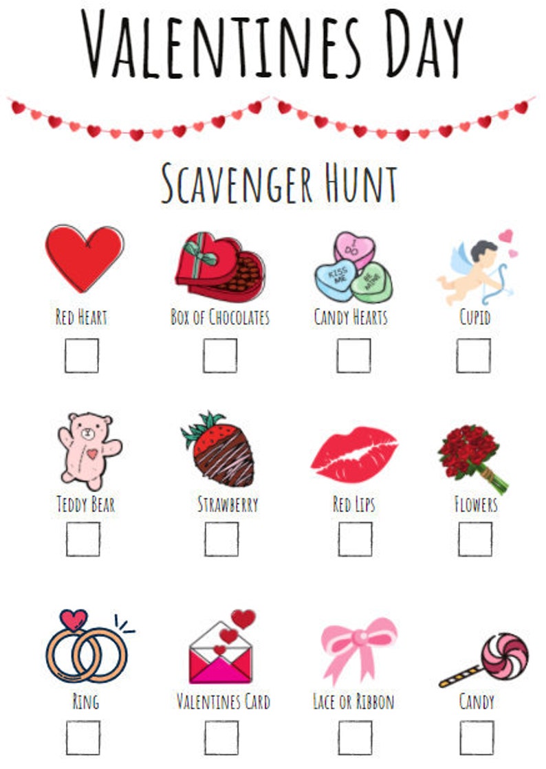 Valentines Day Scavenger Hunt Digital Downloadable Printable - Etsy