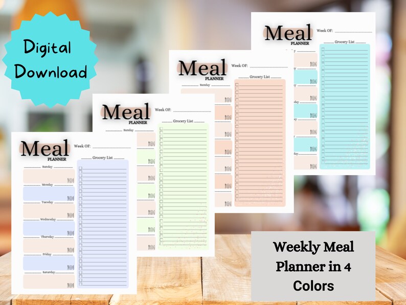 Weekly Meal Planner Digital Download | Printable Weekly Meal Planner ...