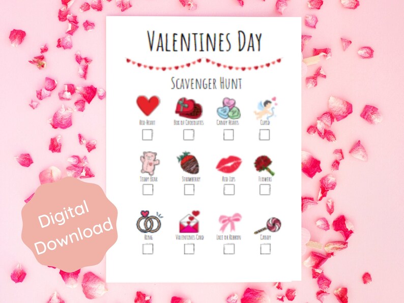 Valentines Day Scavenger Hunt Digital Downloadable Printable - Etsy