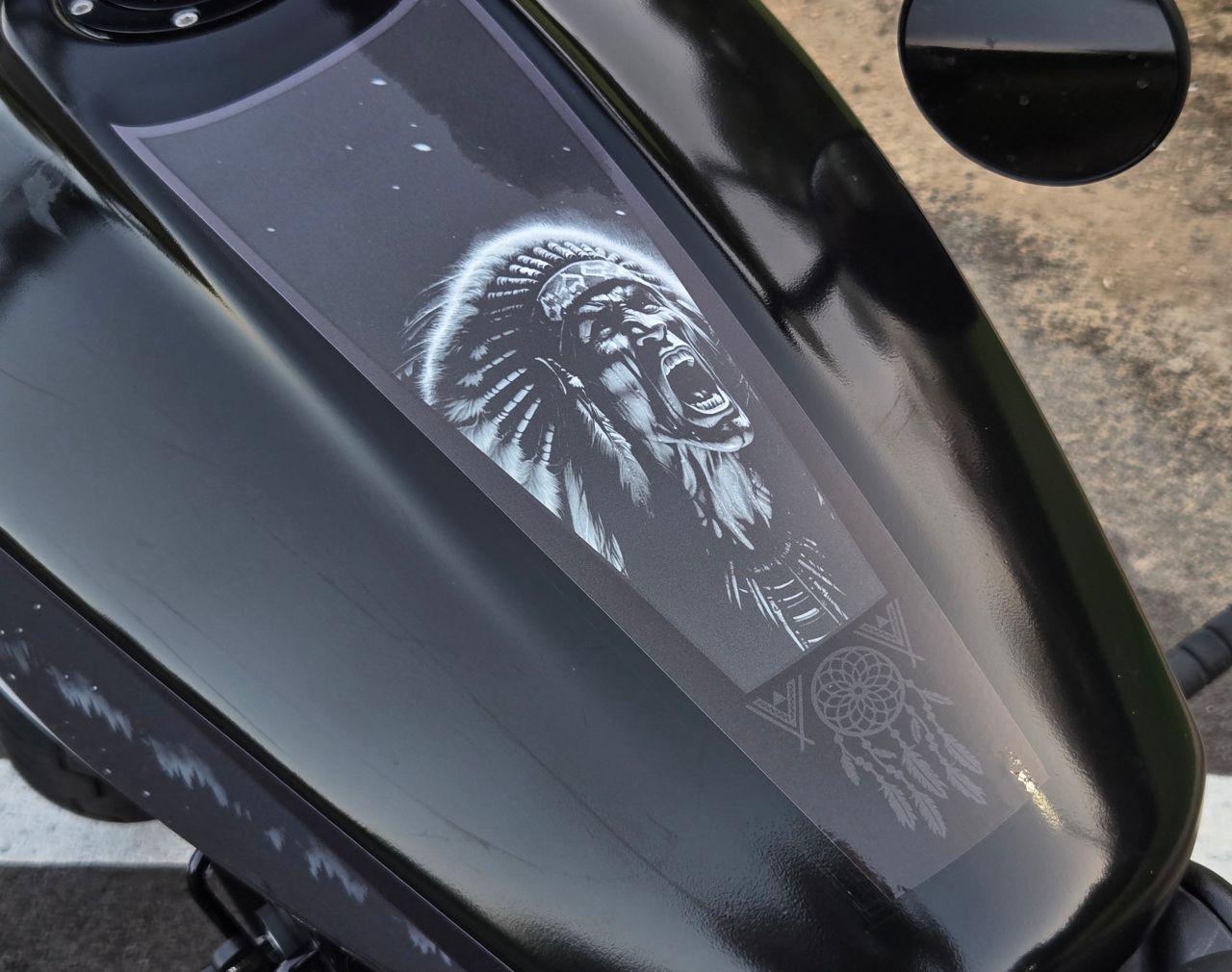 Indian Scout Motorcycle Tank Decals - Ancestral Fire - Blackout Version ...