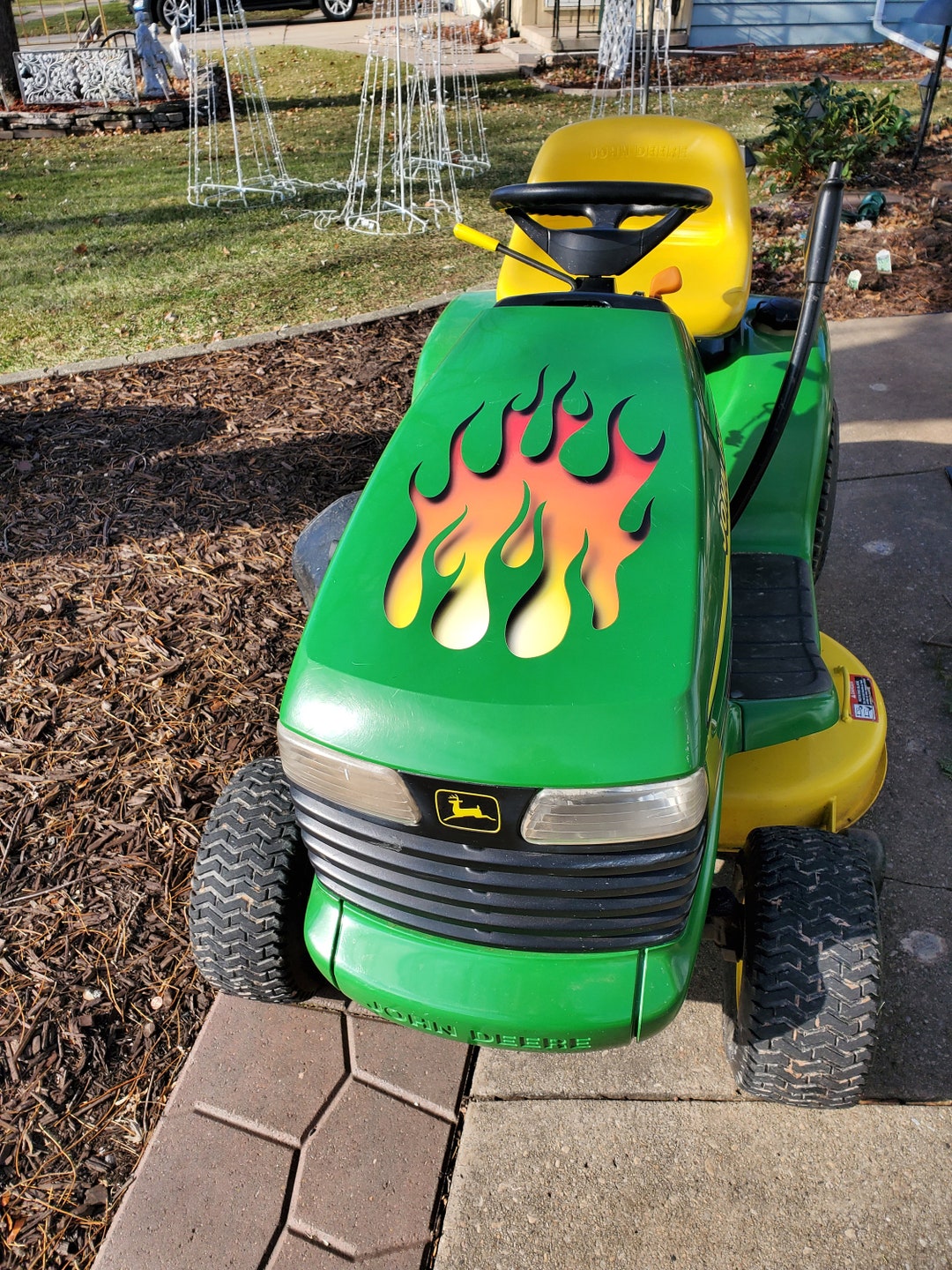 Sunken Flame Vinyl Decals - 3pc Set for Riding Lawn Mowers Tractor ...