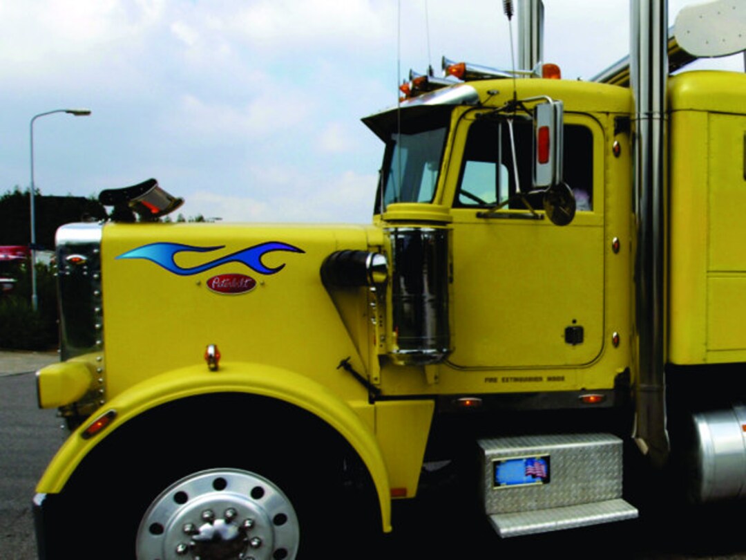 Flame Decals 2pc Set Glacier / Grape for Peterbilt Kenworth Wrecker Tow ...