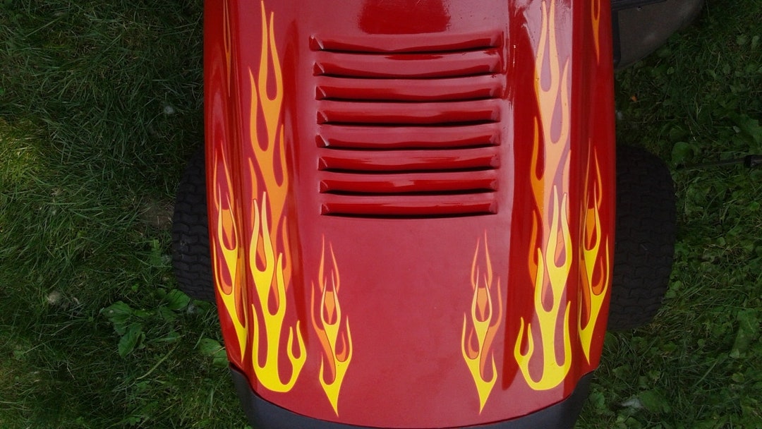 Flame Decals - 10pc Set for Riding Lawn Mowers Tractor (yellow/orange ...