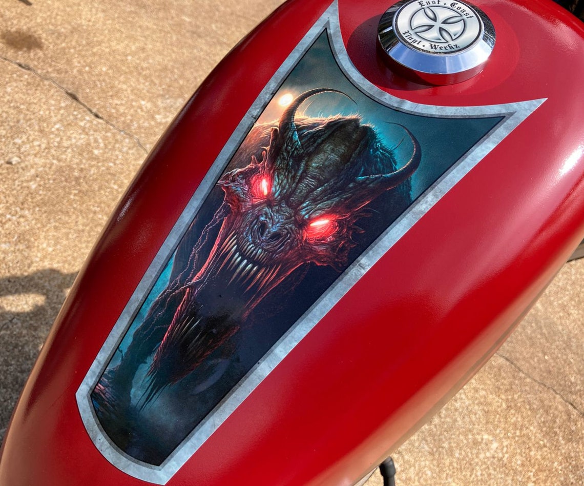 Demonic Dragon - Motorcycle Tank Decal - 1pc - Harley Sportster Chopper ...