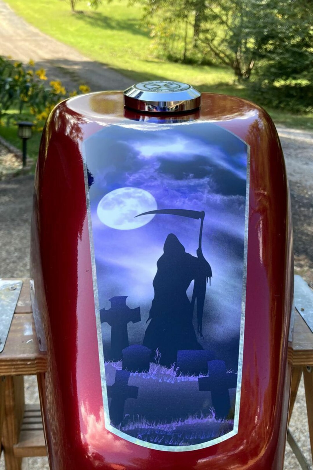 Coffin Shaped Motorcycle Tank Decal Grim Reaper 1pc Set - Etsy