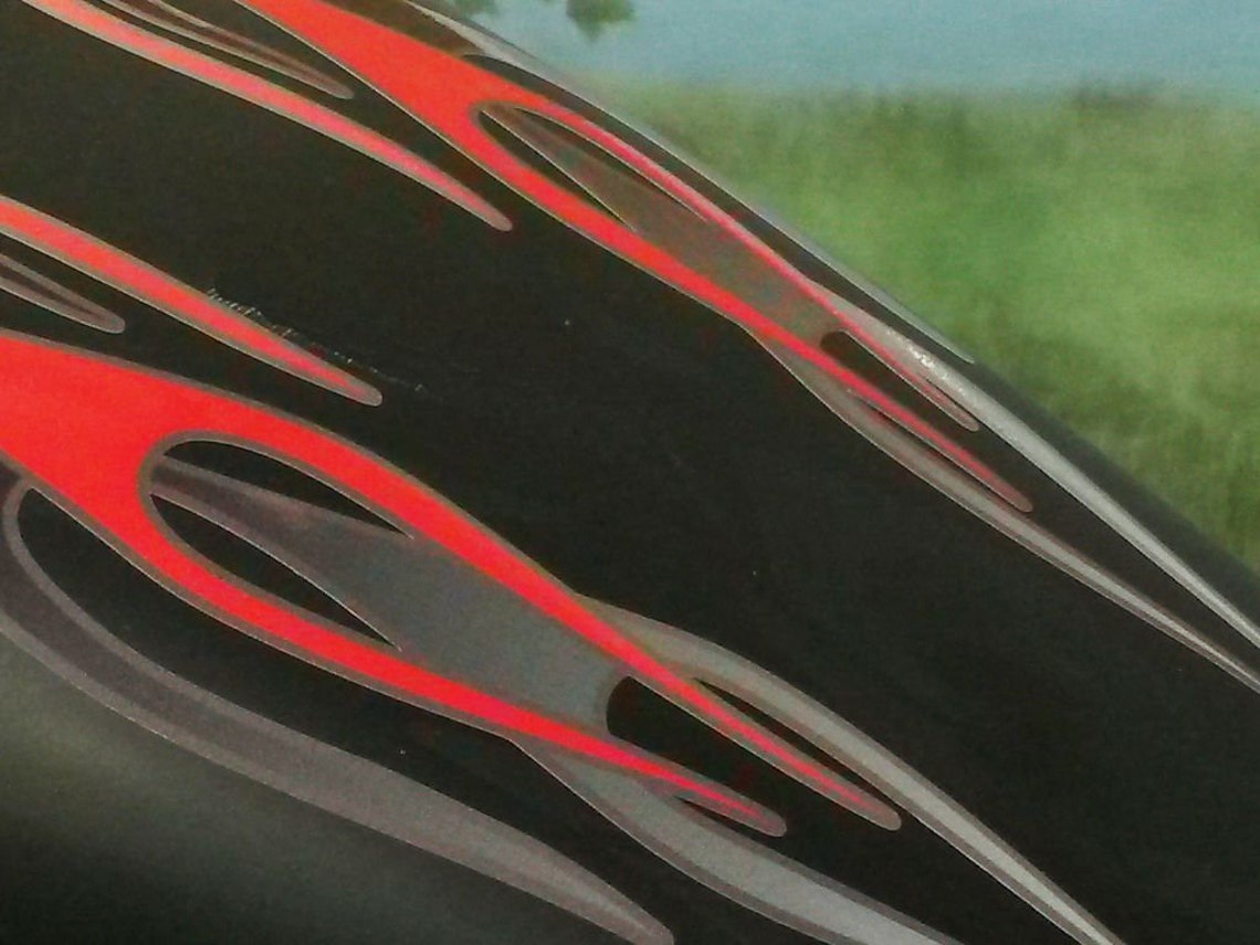 Layered Old School Flames - Motorcycle Decals - 7pc Set - Tangerine ...