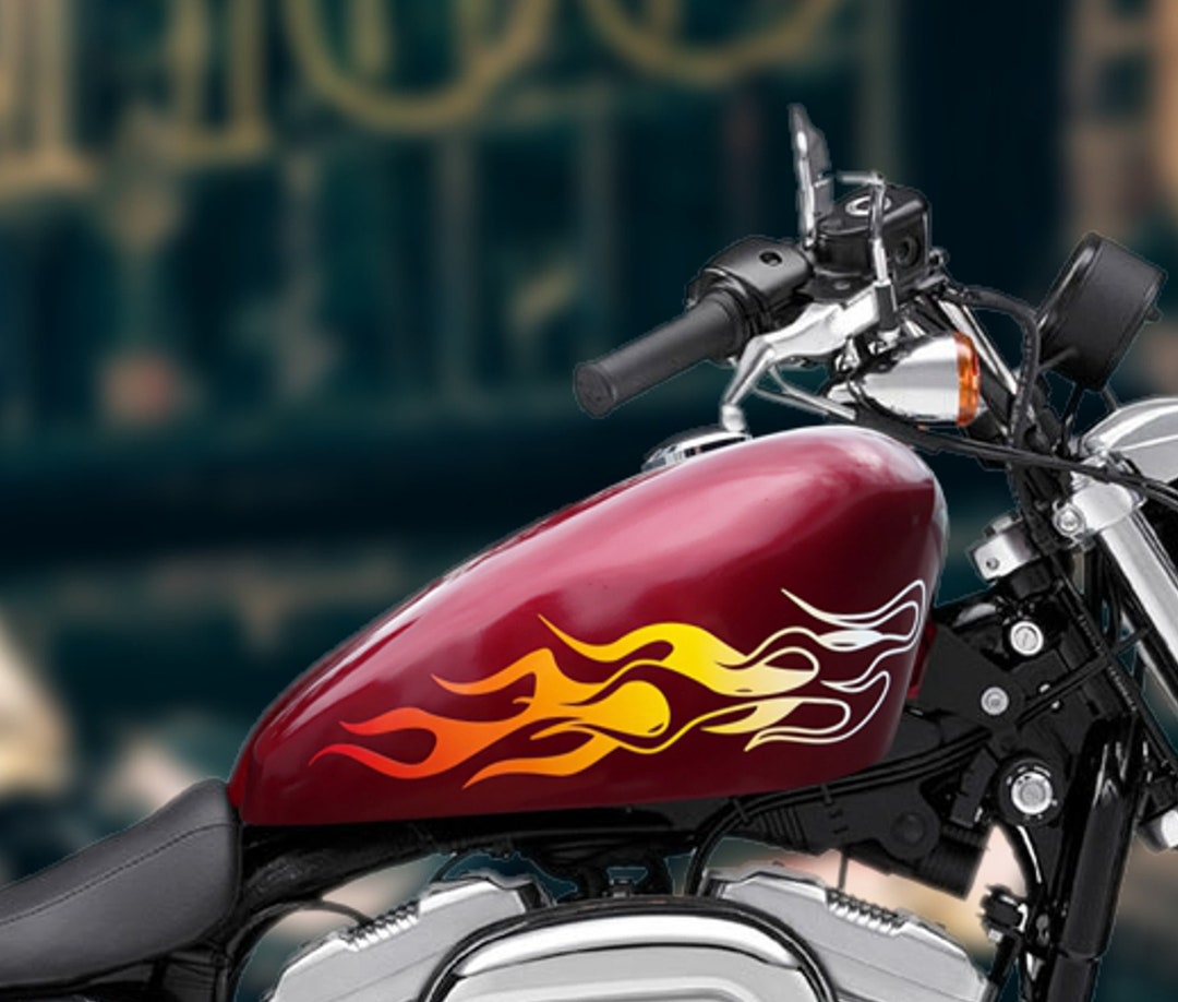2pc "chaser" Motorcycle Flame Decal Kit 'white Hot Fire' Color Tank ...