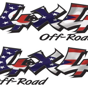 American Flag - 4x4 Bed Side Decals - 2pc Set - for Chevy Ford Ram ...