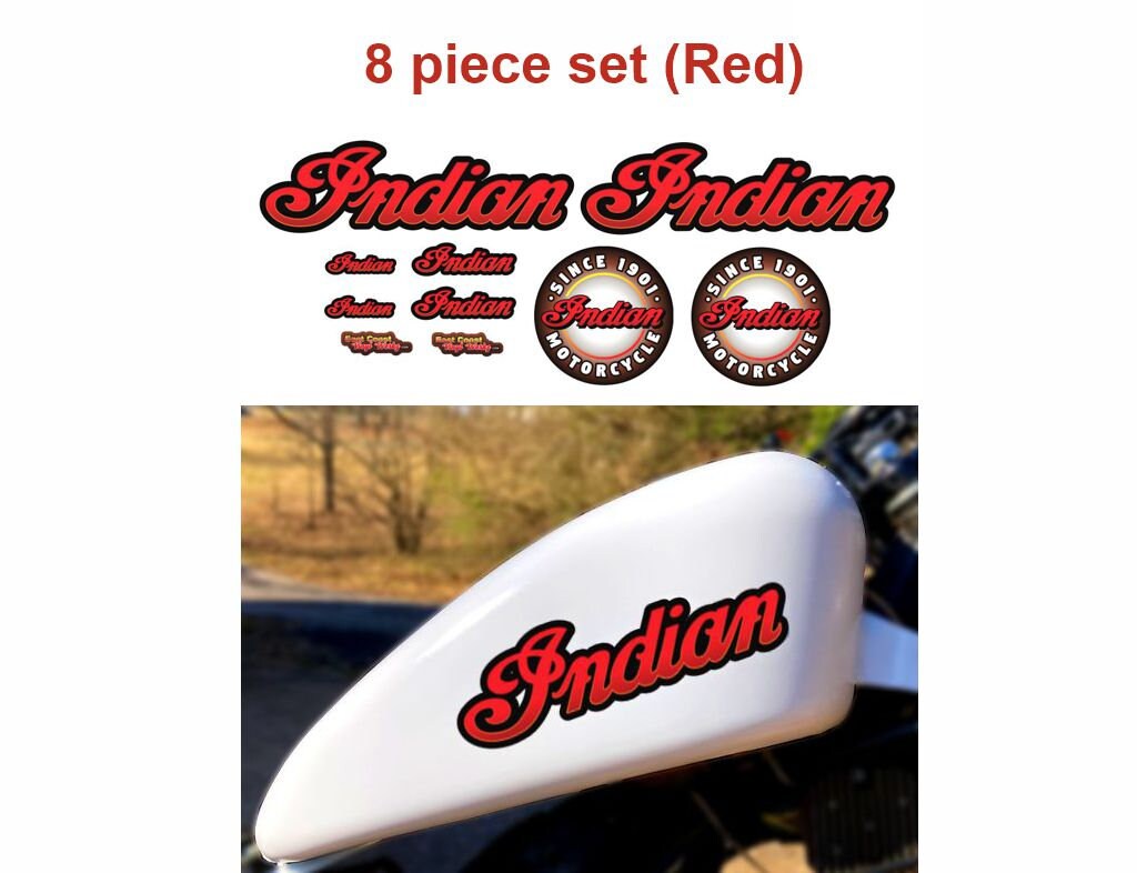 Indian Script Motorcycle Vinyl Decal Logo Tank Set 8 Piece | Etsy