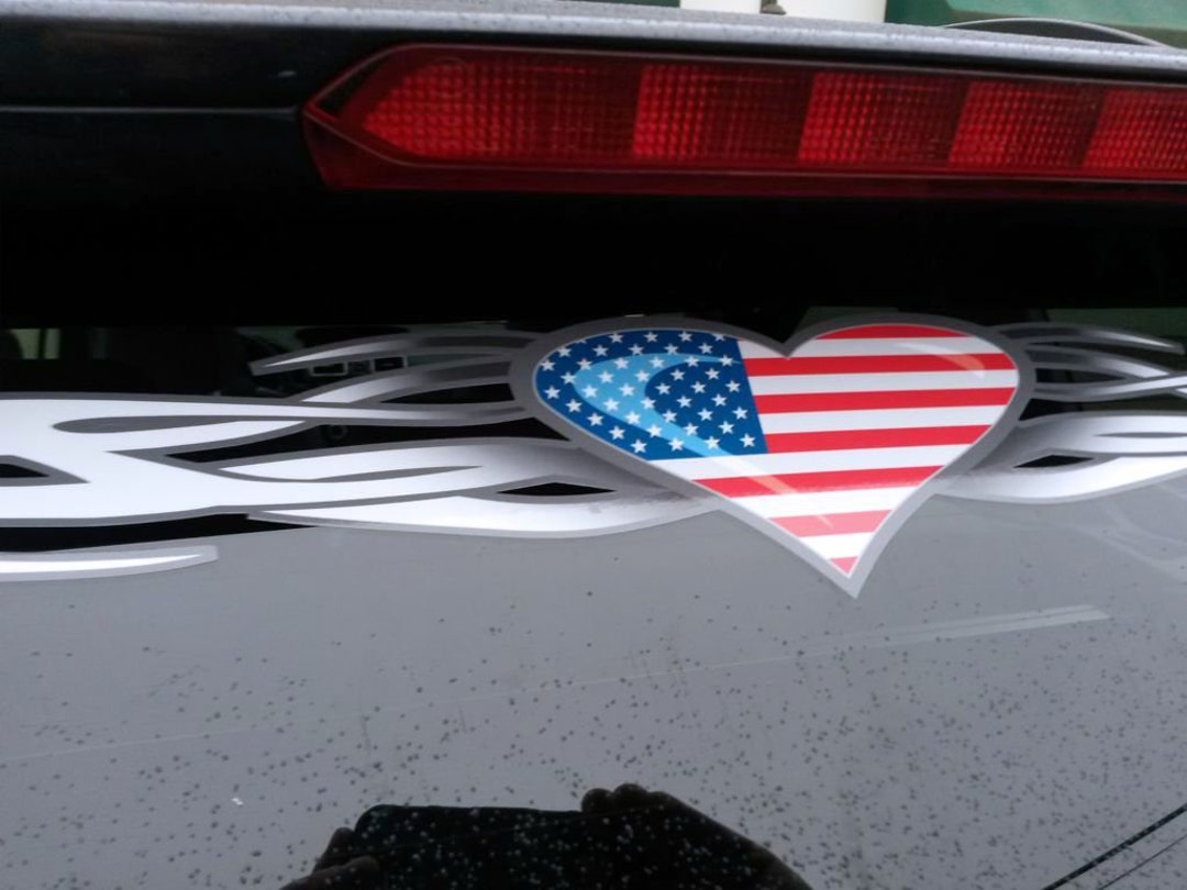 American Flag- Tribal Heart Windshield Banner Decal With US Flag Inside ...