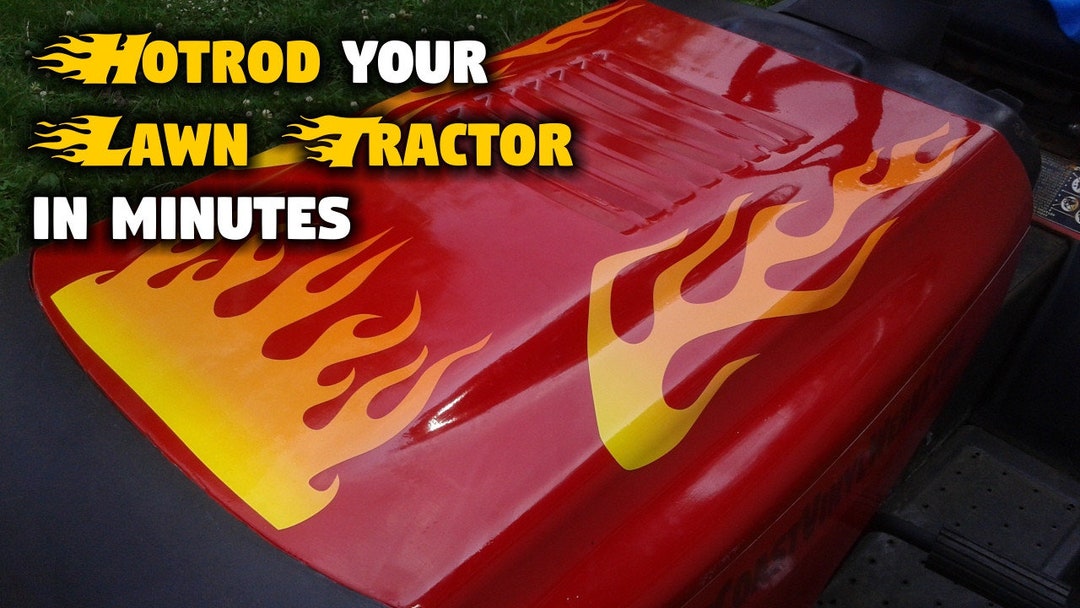 Flame Decals - 3pc Set - Citrus (orange) for Riding Lawn Mowers Tractor ...