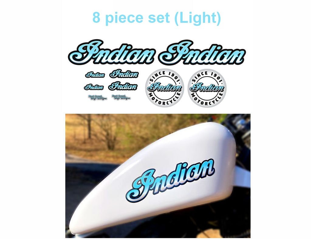 Indian Script Motorcycle Vinyl Decal Logo Tank Set 8 Piece | Etsy