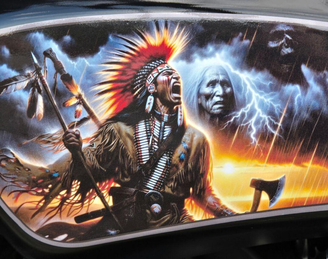 Indian Scout Motorcycle Tank Decals - Native American (red Mowhawk ...