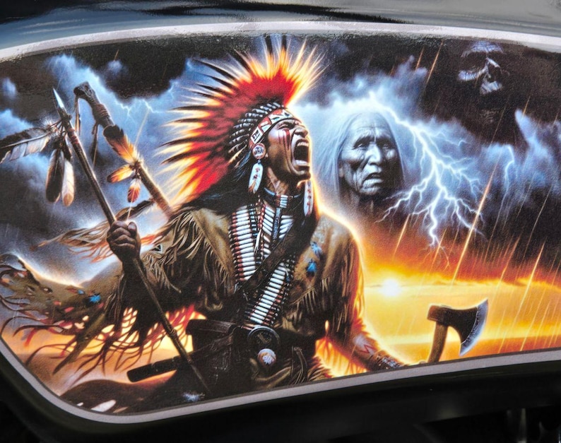 Indian Scout Motorcycle Tank Decals - Native American (red Mowhawk ...
