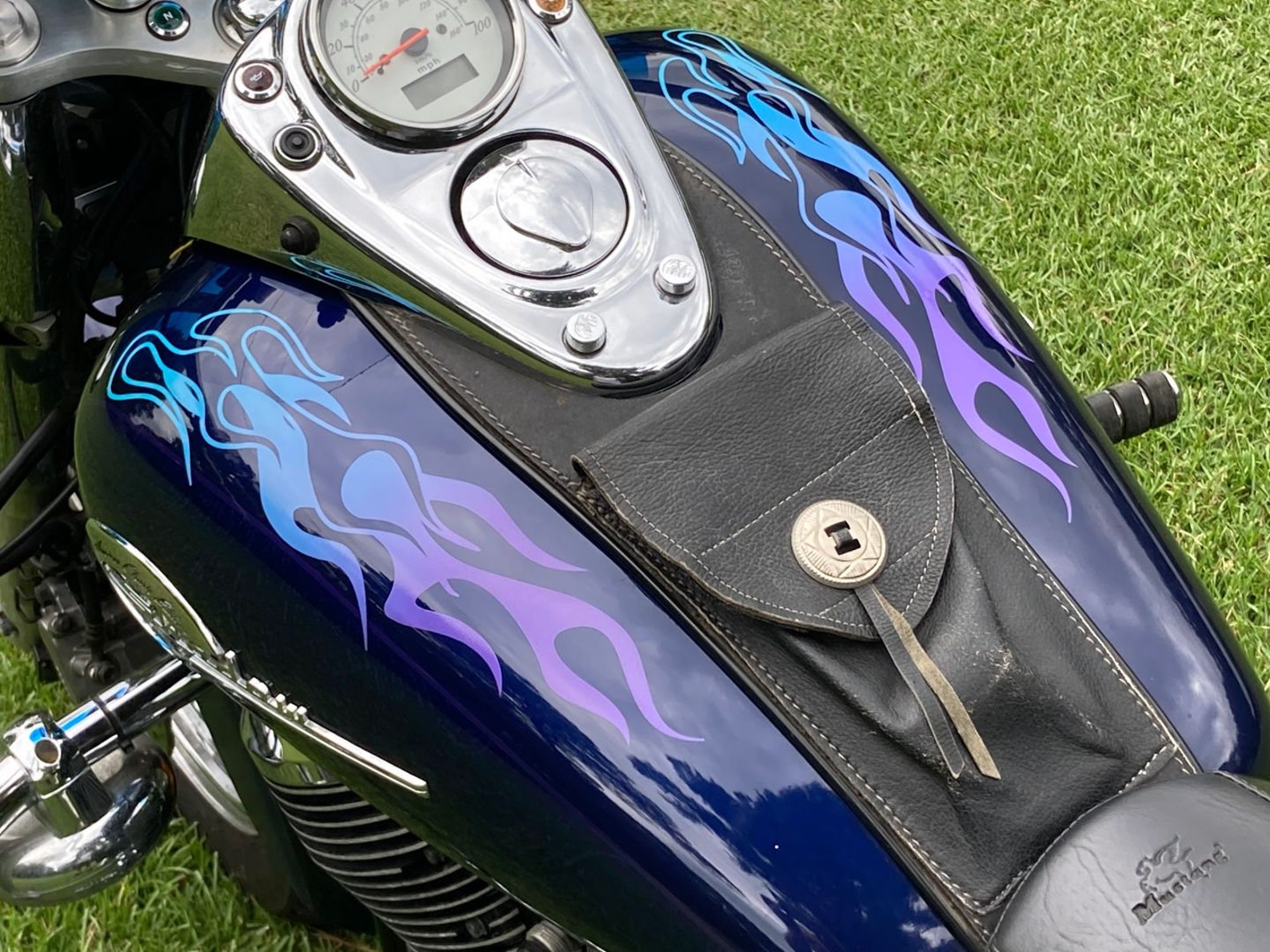 2pc "chaser" Motorcycle Flame Decal Kit - Glacier / Orchid Color - Tank ...