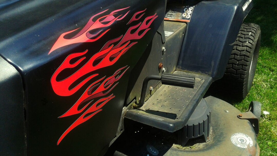 Flame Decals - 10pc Set for Riding Lawn Mowers Tractor (cherry Red ...