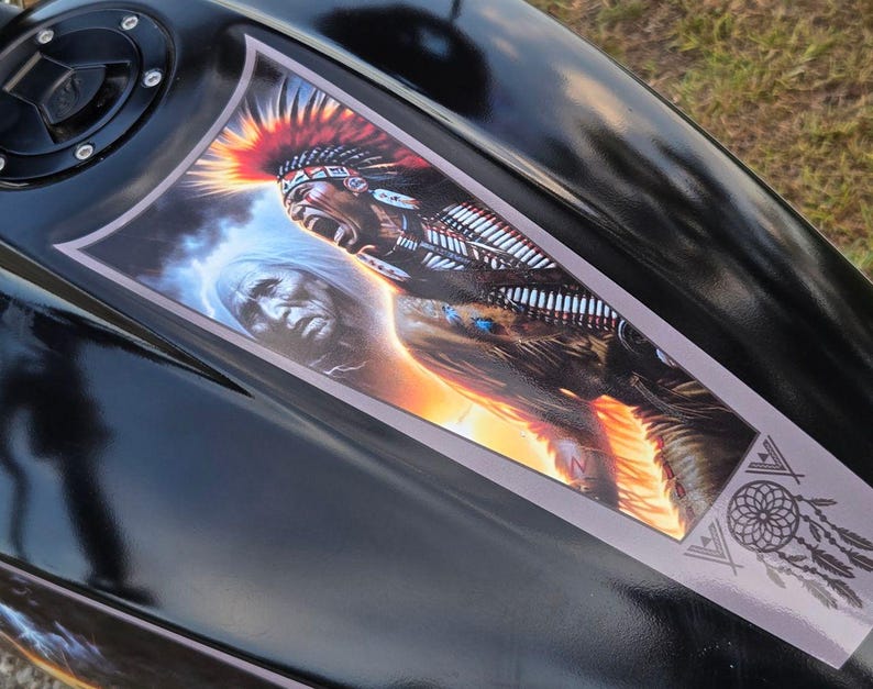 Indian Scout Motorcycle Tank Decals - Native American (red Mowhawk ...