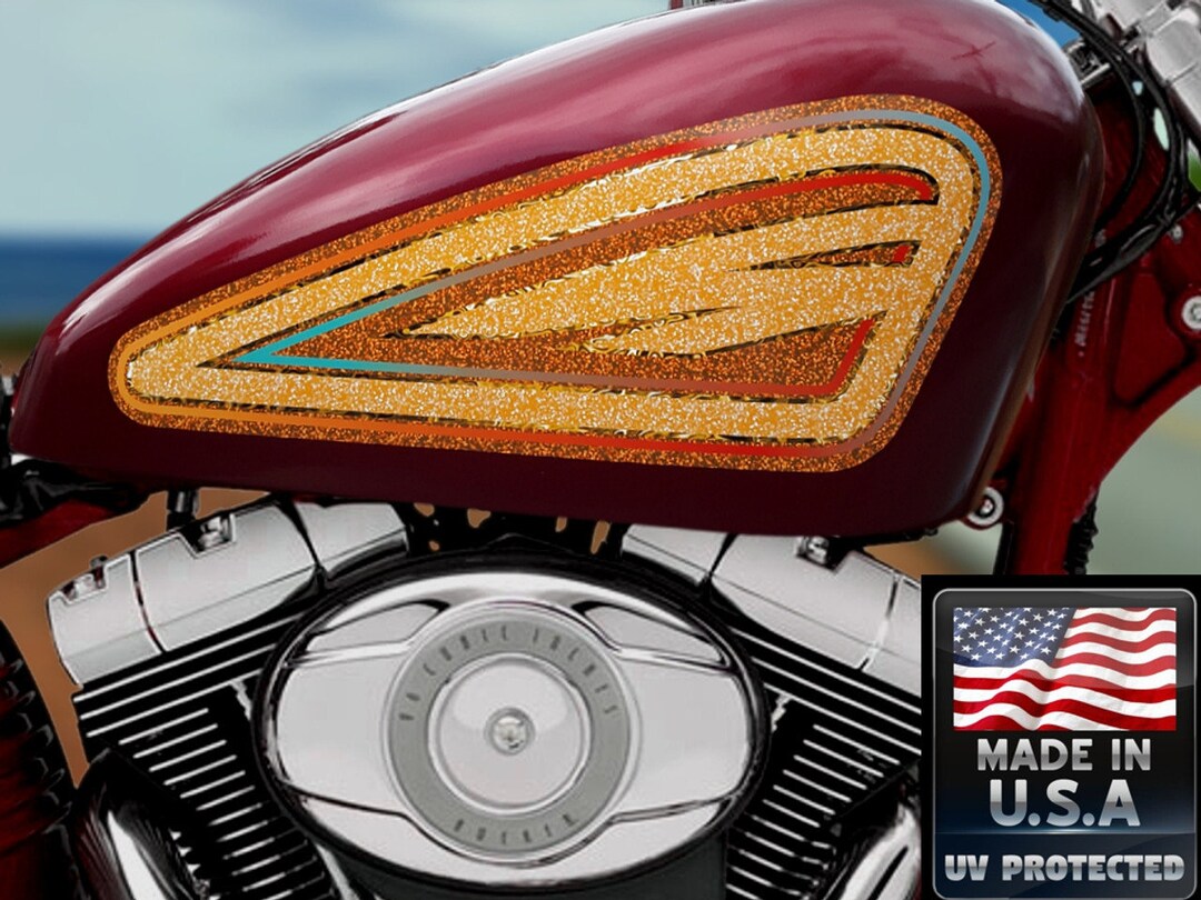 Old School - Orange Cream - 2pc - Motorcycle Tank Side Decal Set for ...