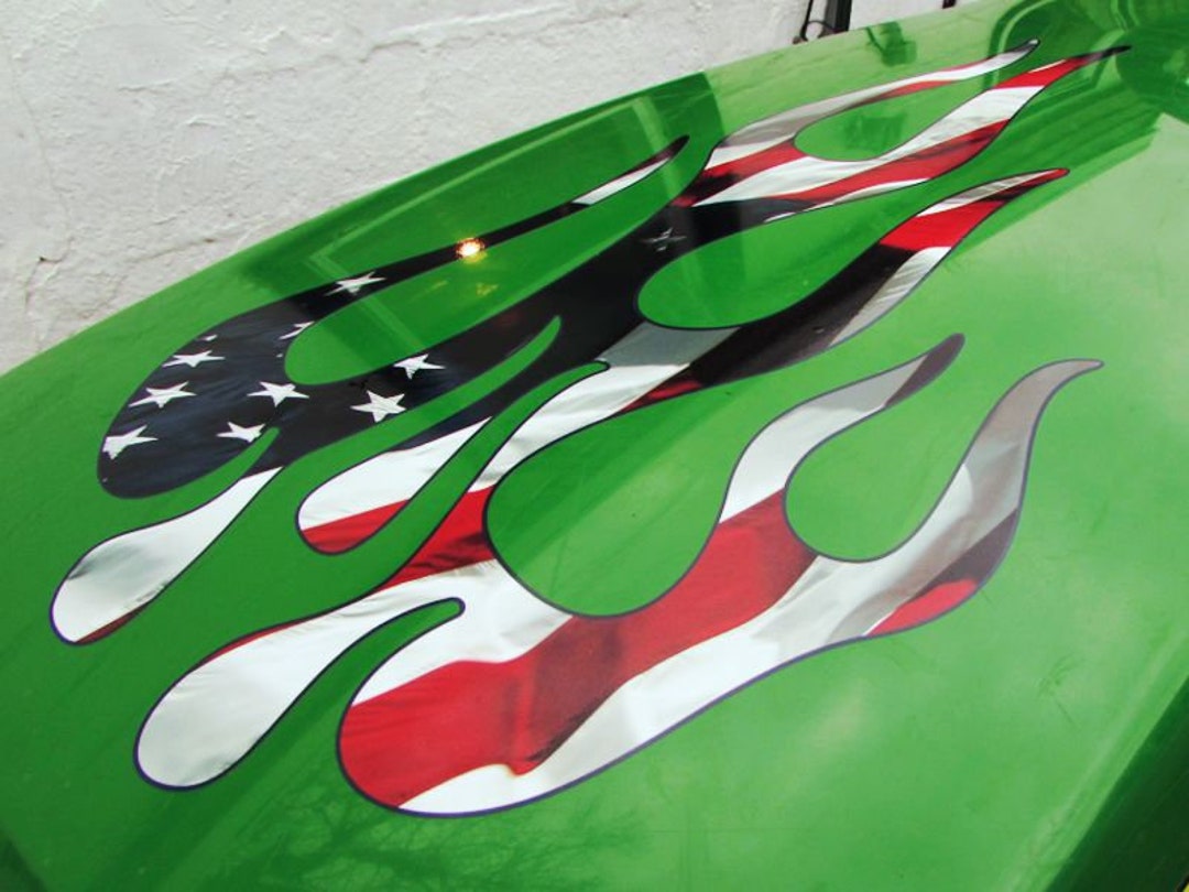 American Flag Falme Decals - 3pc Set for Riding Lawn Mowers Garden ...