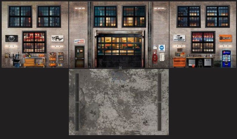 1/10 Scale RC Scale Garage Walls / Diorama / Backdrop - Decal Kit - for ...