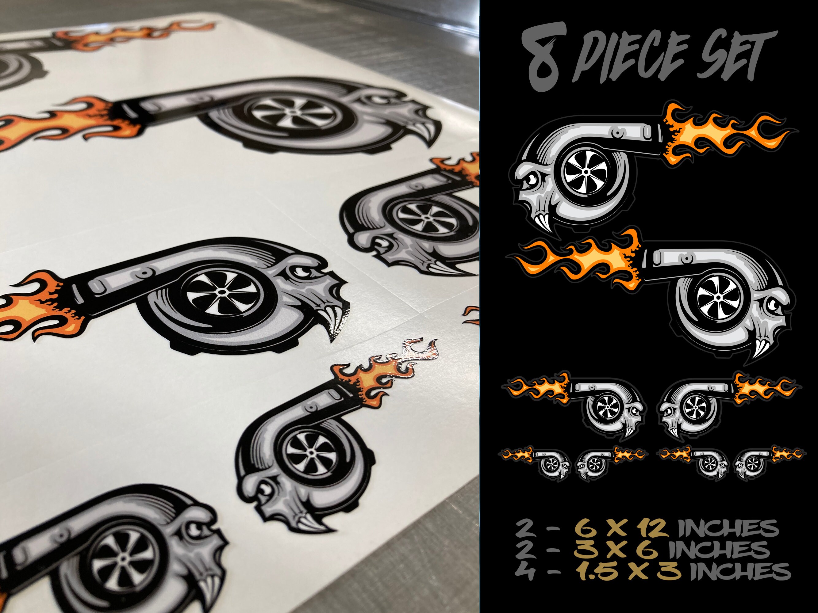 Turbo Skull 8 Piece Set Vinyl Decals Made in USA for Turbo | Etsy