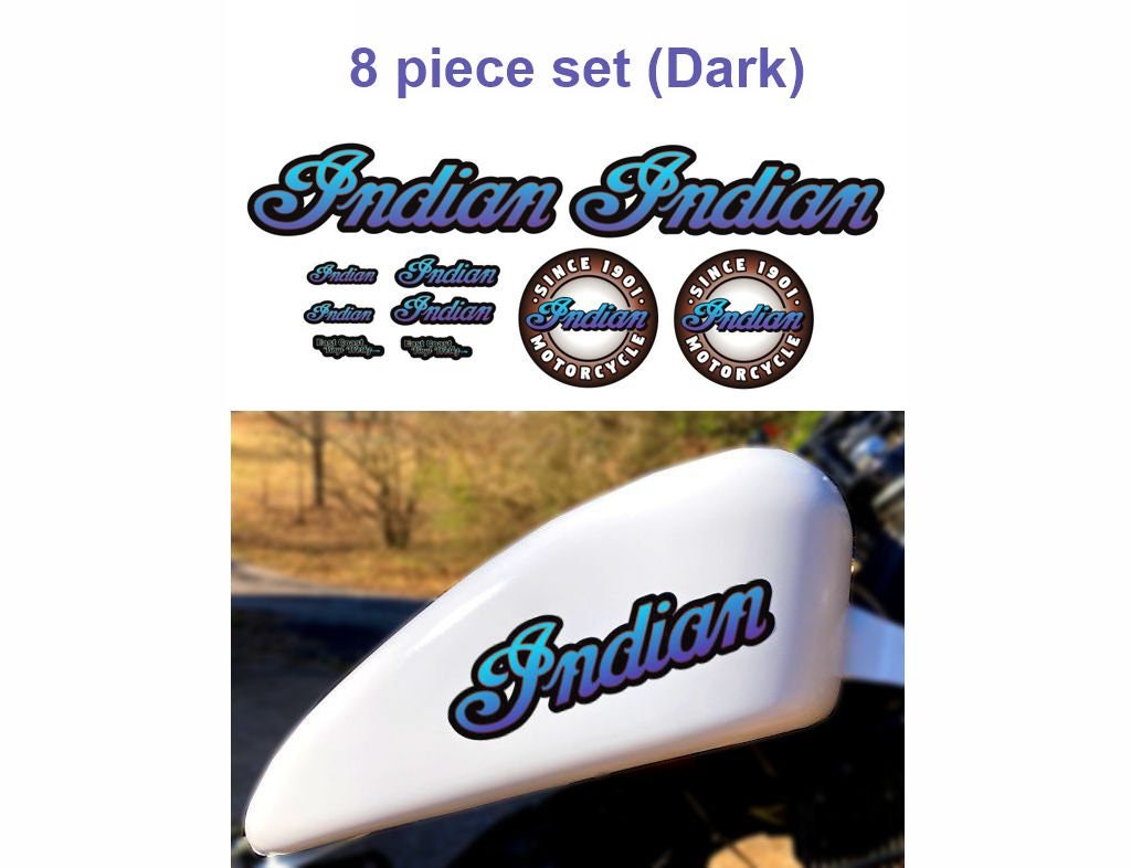 Indian Script Motorcycle Vinyl Decal Logo Tank Set 8 Piece | Etsy