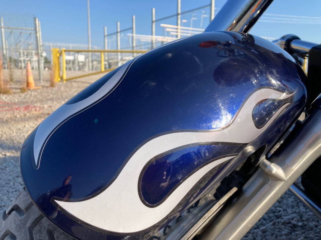 Motorcycle Flame Decals - Hot Rod Big No. 6 - Gray W/ Coal Black ...