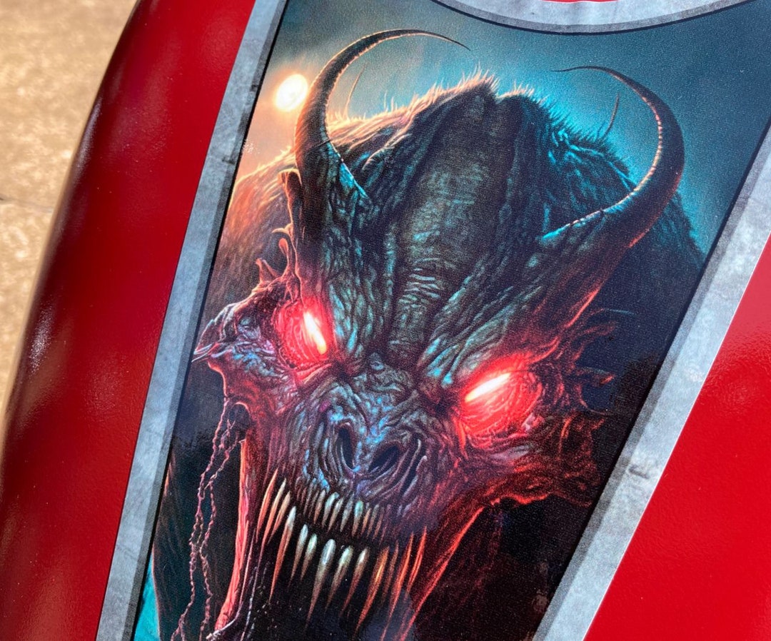 Demonic Dragon - Motorcycle Tank Decal - 1pc - Harley Sportster Chopper ...