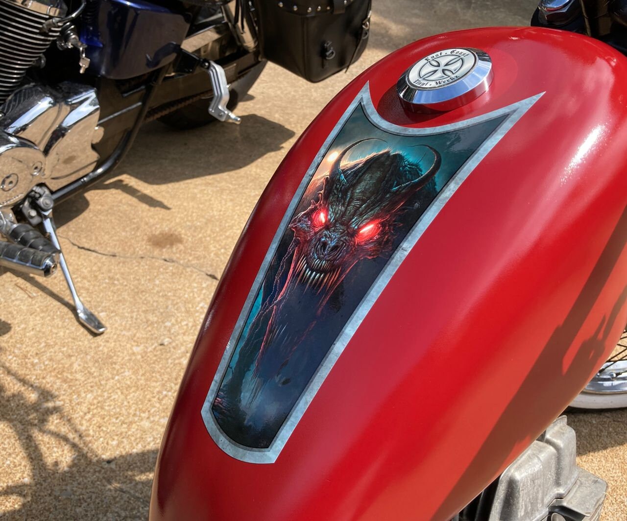 Demonic Dragon - Motorcycle Tank Decal - 1pc - Harley Sportster Chopper ...