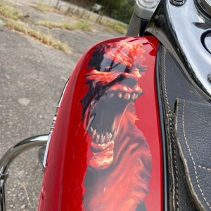 Motorcycle Tank Decal Set - Demon No. 2 - Mural Style 2pc Set - for ...