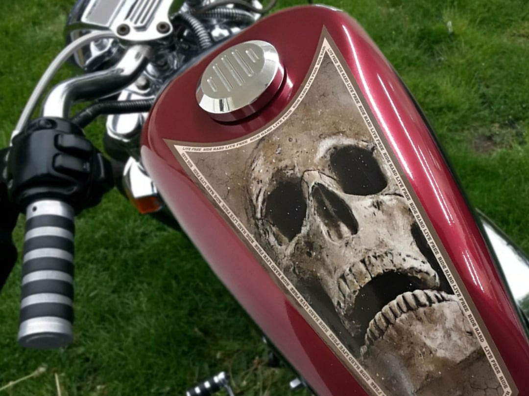 Live Free - 'dusty Skull' - 3pc Motorcycle Tank Decal Kit - FOR: Harley ...