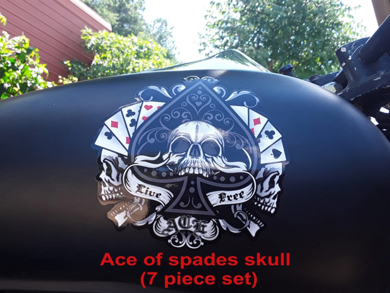 Ace of Spades - Motorcycle Tank Fender Fork Vinyl Decals (7 Piece Set ...