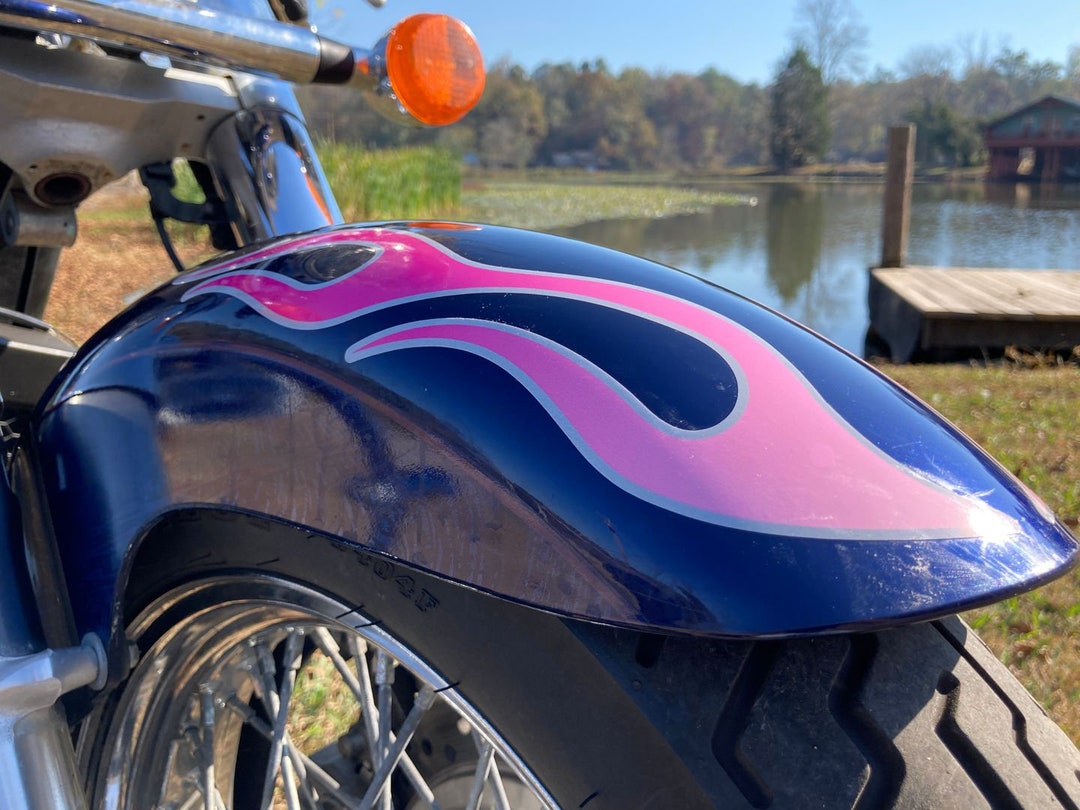 Motorcycle Flame Decals - Hot Rod Big No. 6 - Pink - 6pc Tank & Fender ...