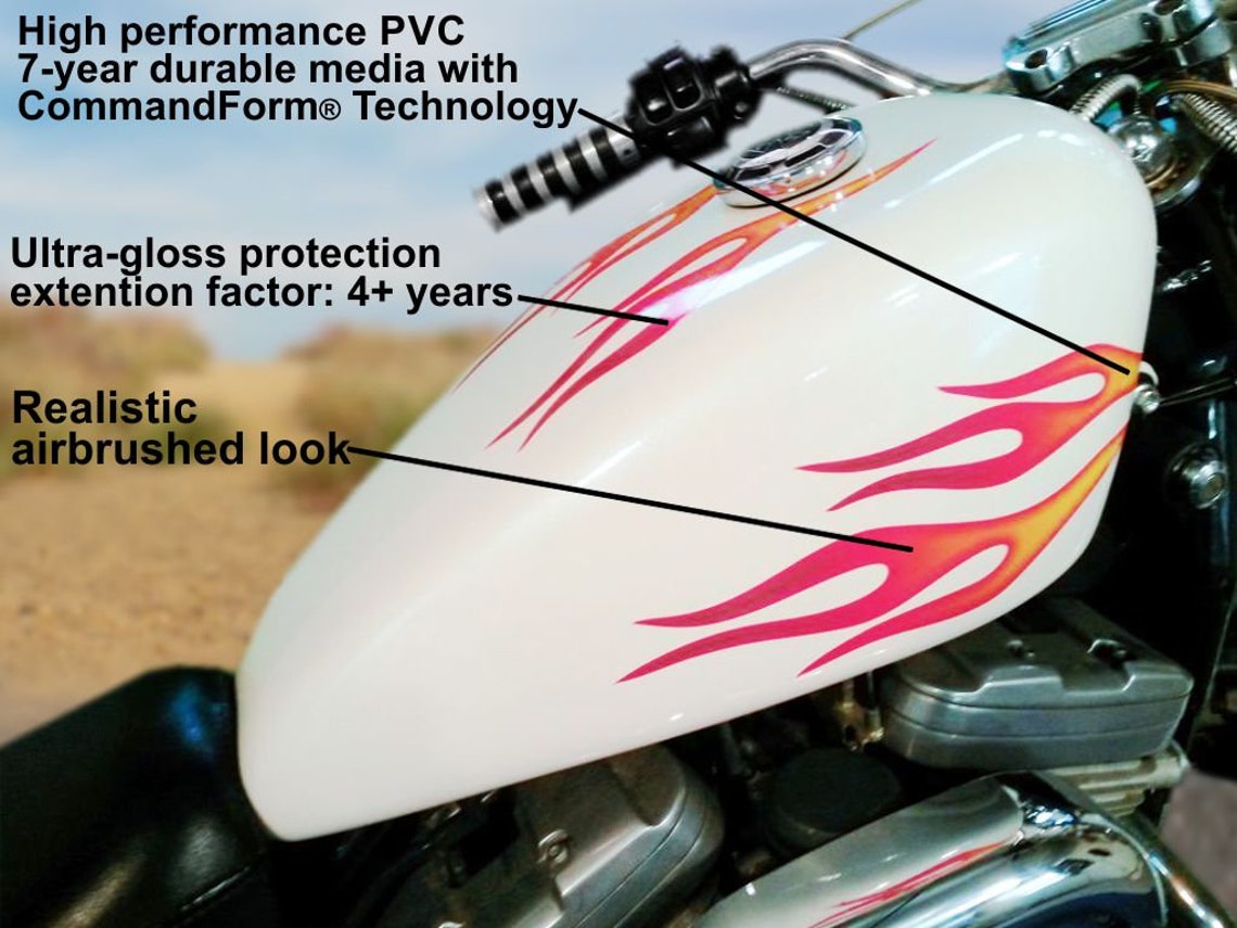 Old School No. 8 - Hot Rod Motorcycle Flame Decals - Airbrushed Fire W ...