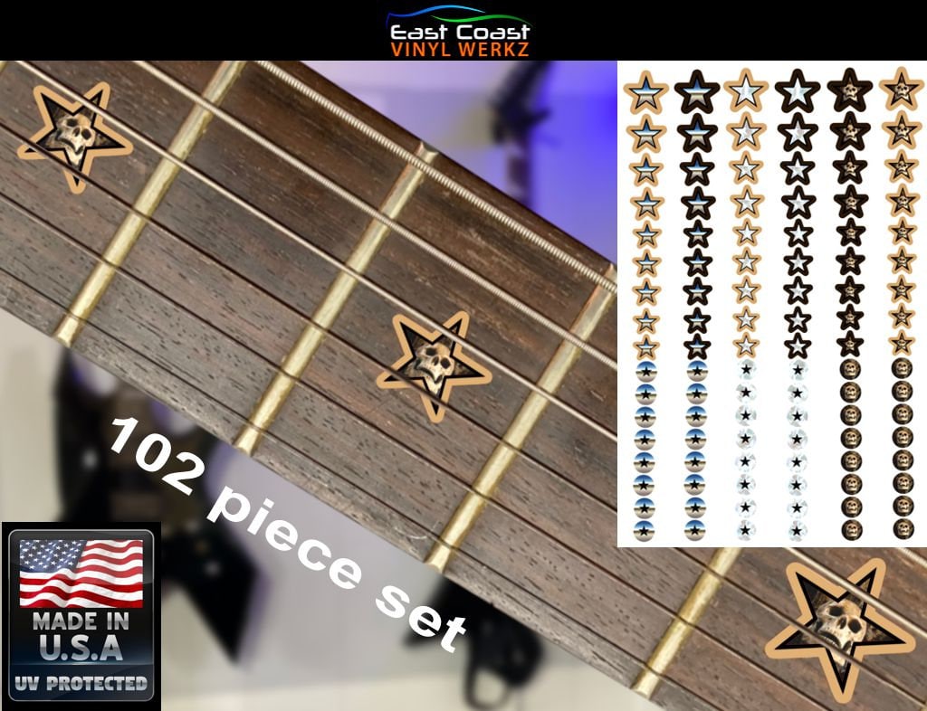 Guitar Fret Marker decals Stars 102pc set inlay overlay | Etsy