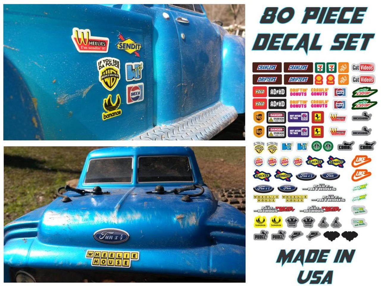Funny Parody Universal RC Decal / Sticker Set (80 Piece) 1/10 - 1/8 ...