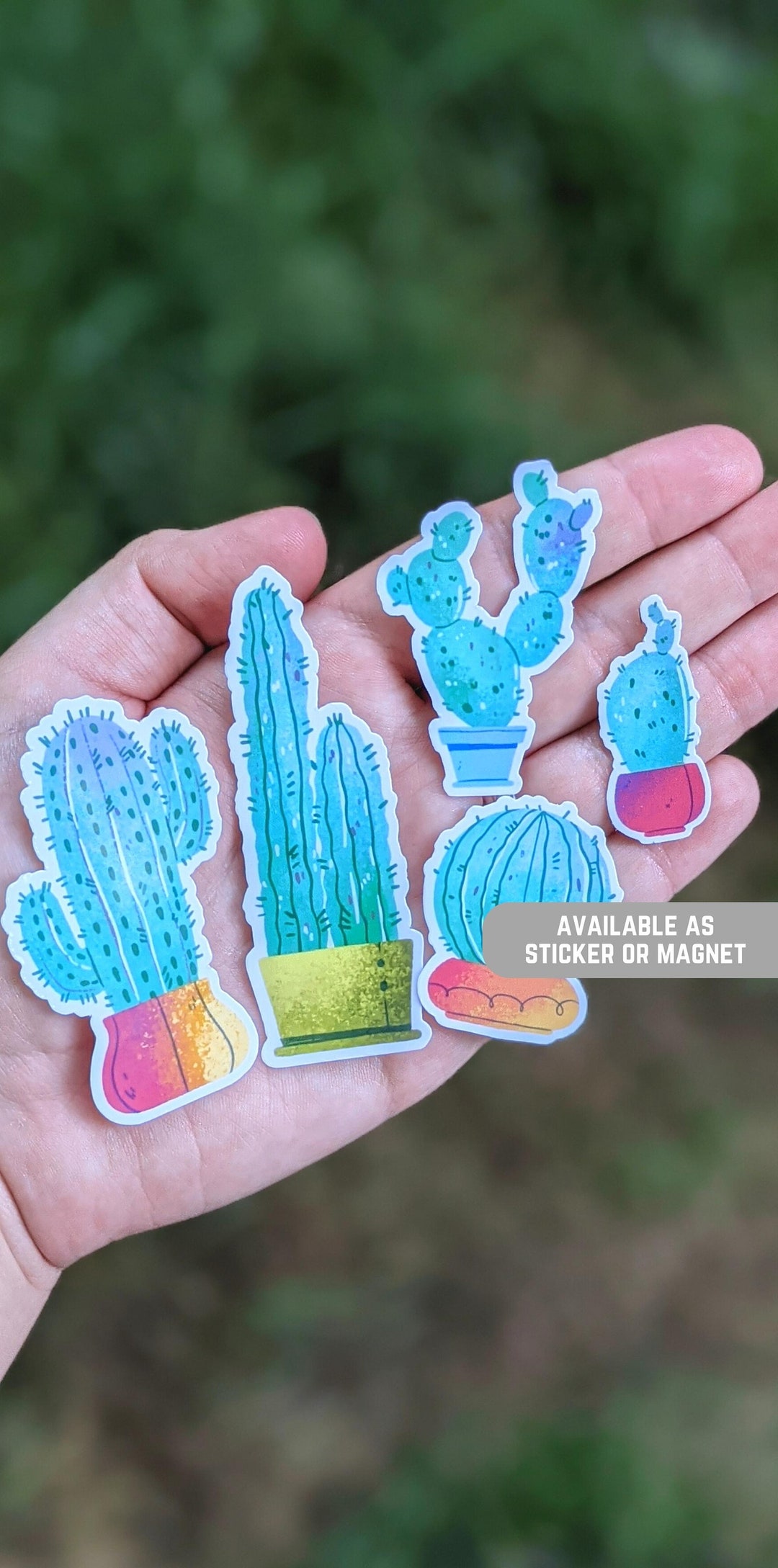 Cactus / Cacti Plant Sticker OR Magnet Pack Fun house plant stickers ...