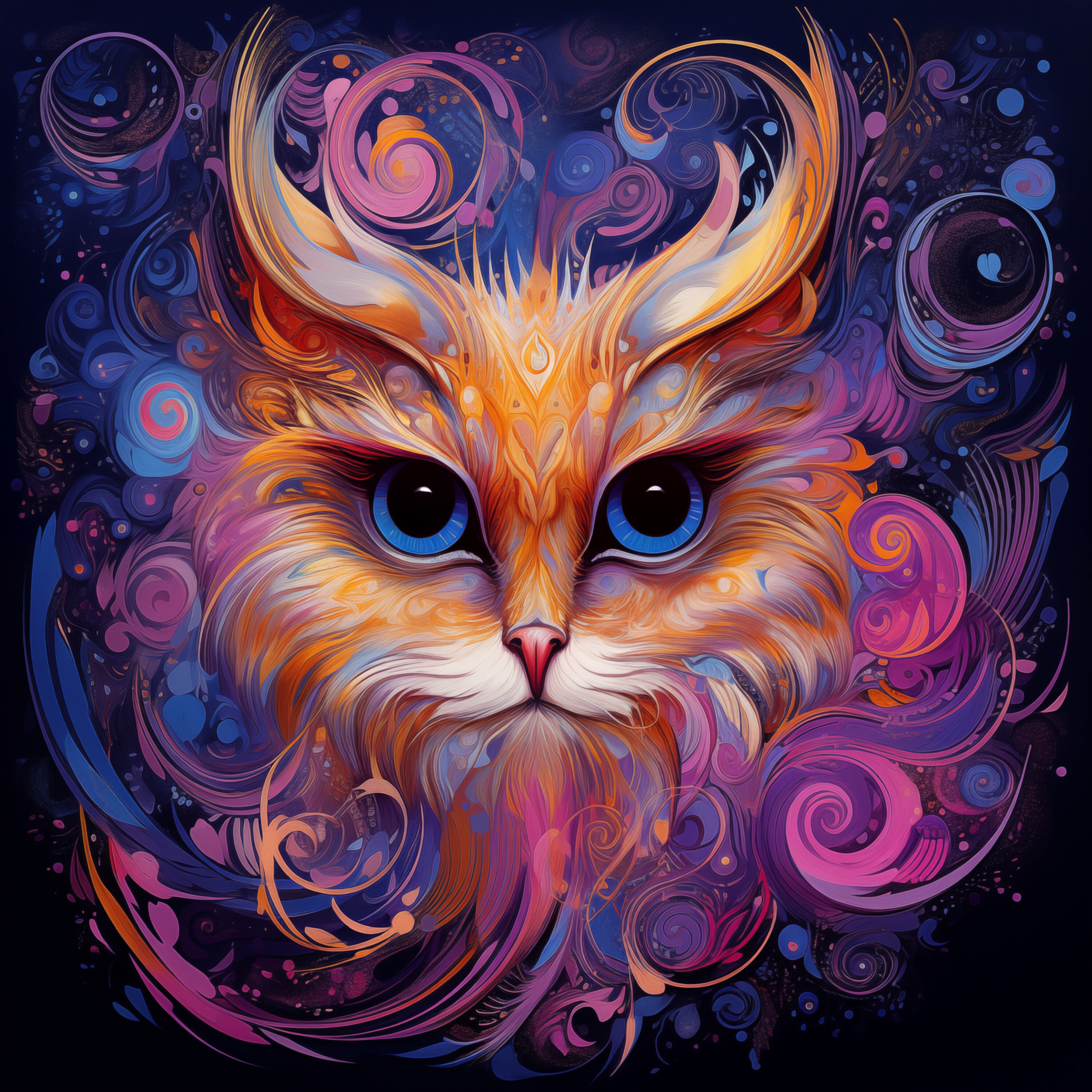 Owl Cat--set of Three Digital Art Prints--10 X 10 - Etsy