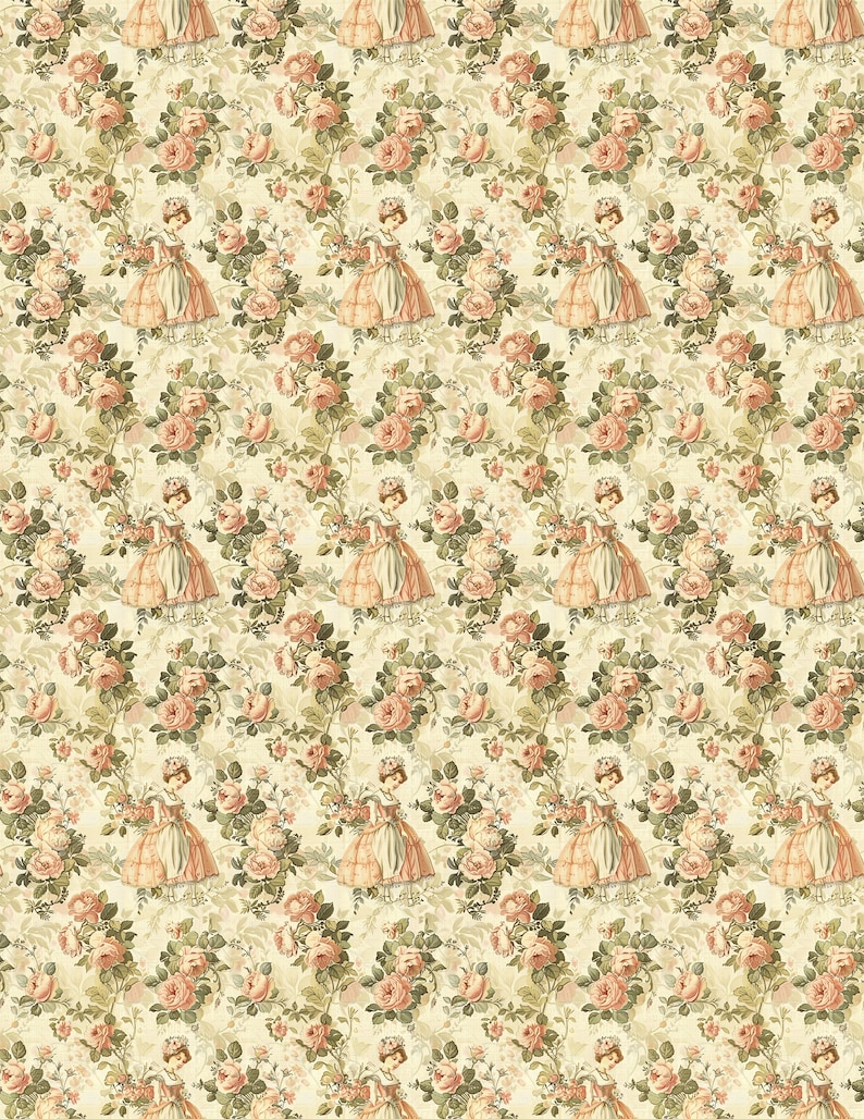 Five Printable Victorian Ephemera Dollhouse Wallpapers, Seamlessjpg ...