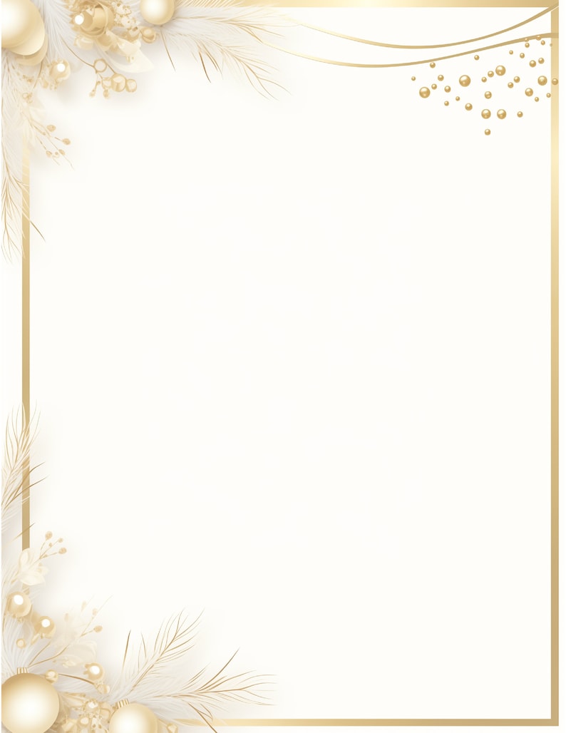 Golden Christmas Lined and Unlined and Writing Paperstwo Designsinstant ...