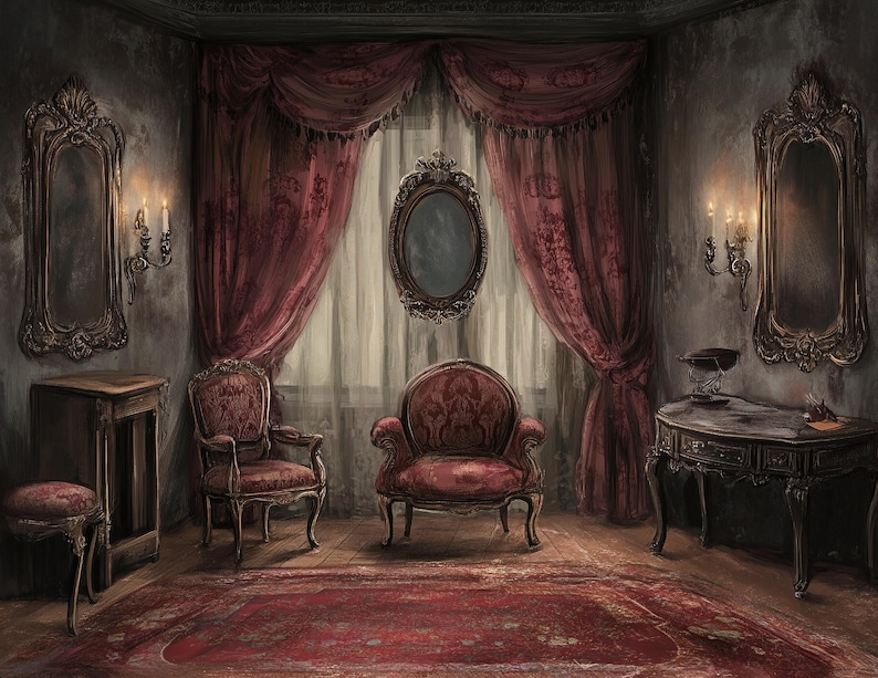 Victorian Parlor Room Backgrounds for Paper Doll Play, Dioramas, Etc ...